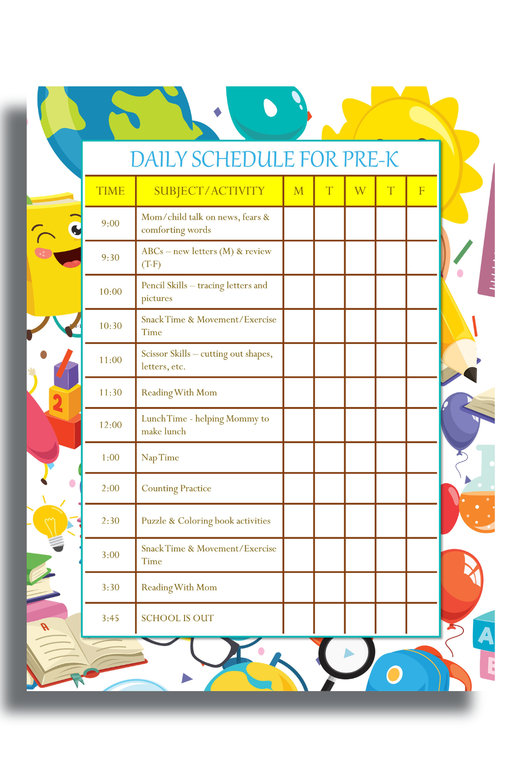 Pre K Homeschool Schedule Crazy Wonderful Life Pre K Homeschool Schedule Crazy Wonderful Life